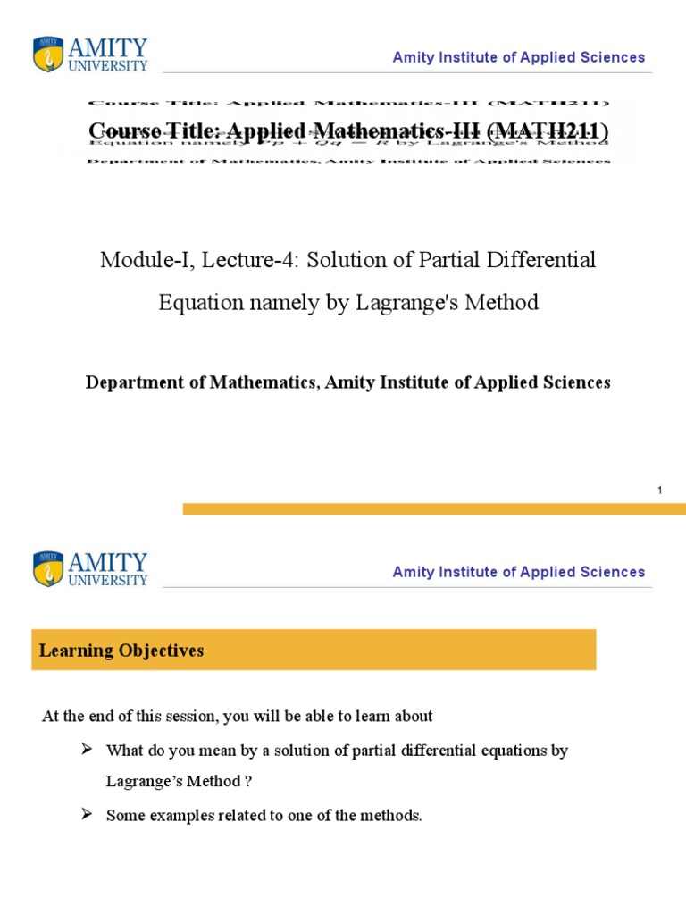 Course Title: Applied Mathematics-III (MATH211) | PDF | Partial Differential Equation | Equations