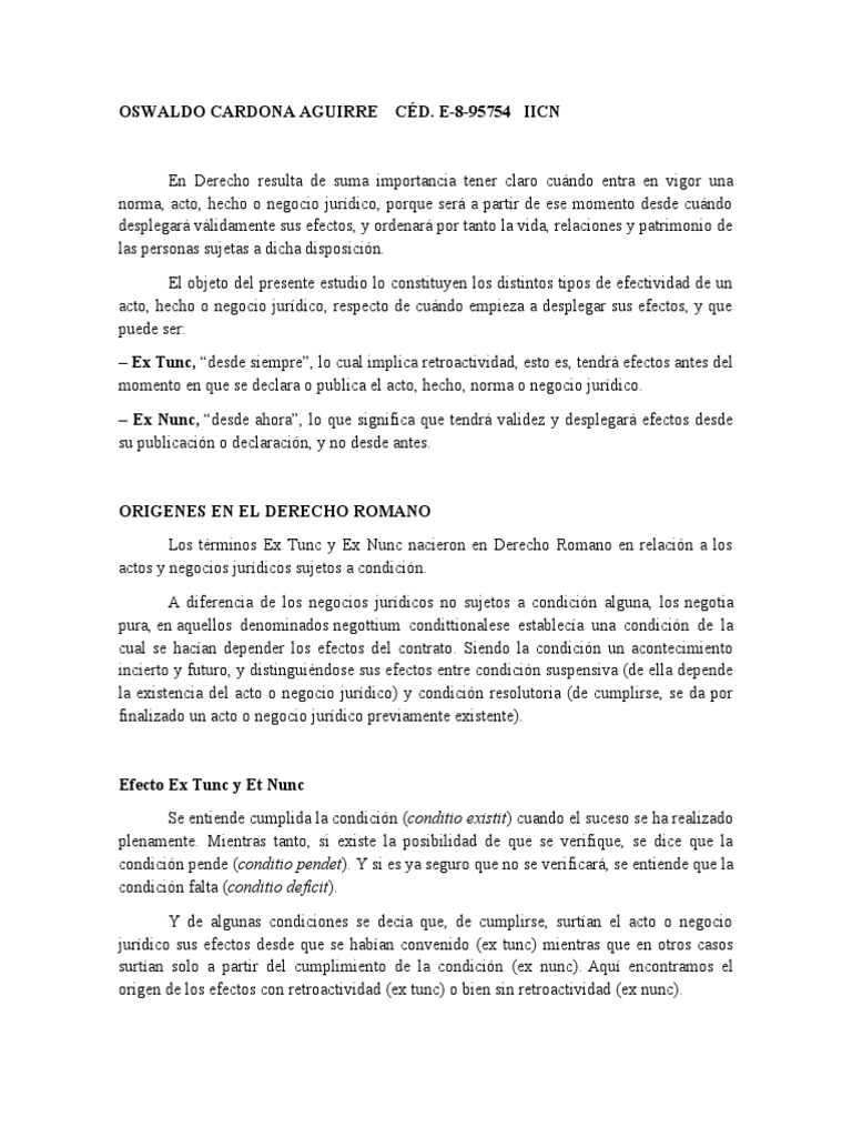 Ex Nunc y Ex Tunc | PDF | Finanzas y dinero | Derecho