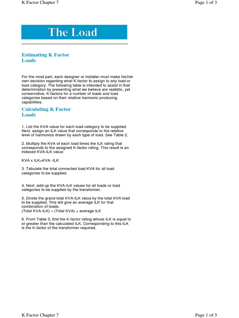 K-Factor Calculation for Transformers | PDF | Transformer | Electrical ...