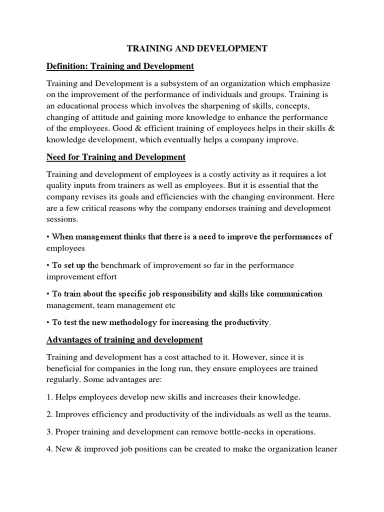 Training and Development | PDF | Employee Retention | Employment