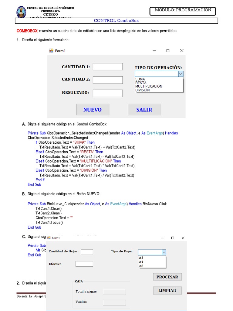 Control Combobox Pdf Flujo De Control Programación De Computadoras