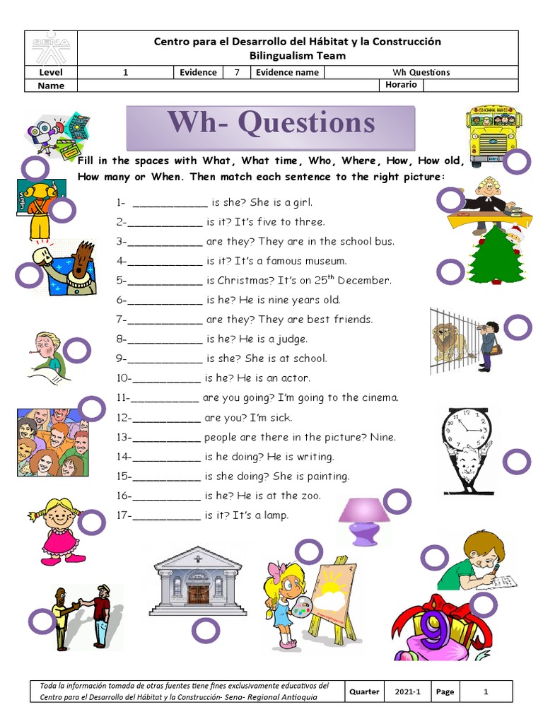 Wh- Questions Exercise for Beginners | PDF