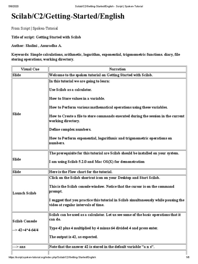 Scilab/C2/Getting-Started/English: From Script - Spoken-Tutorial | PDF | Command Line Interface ...