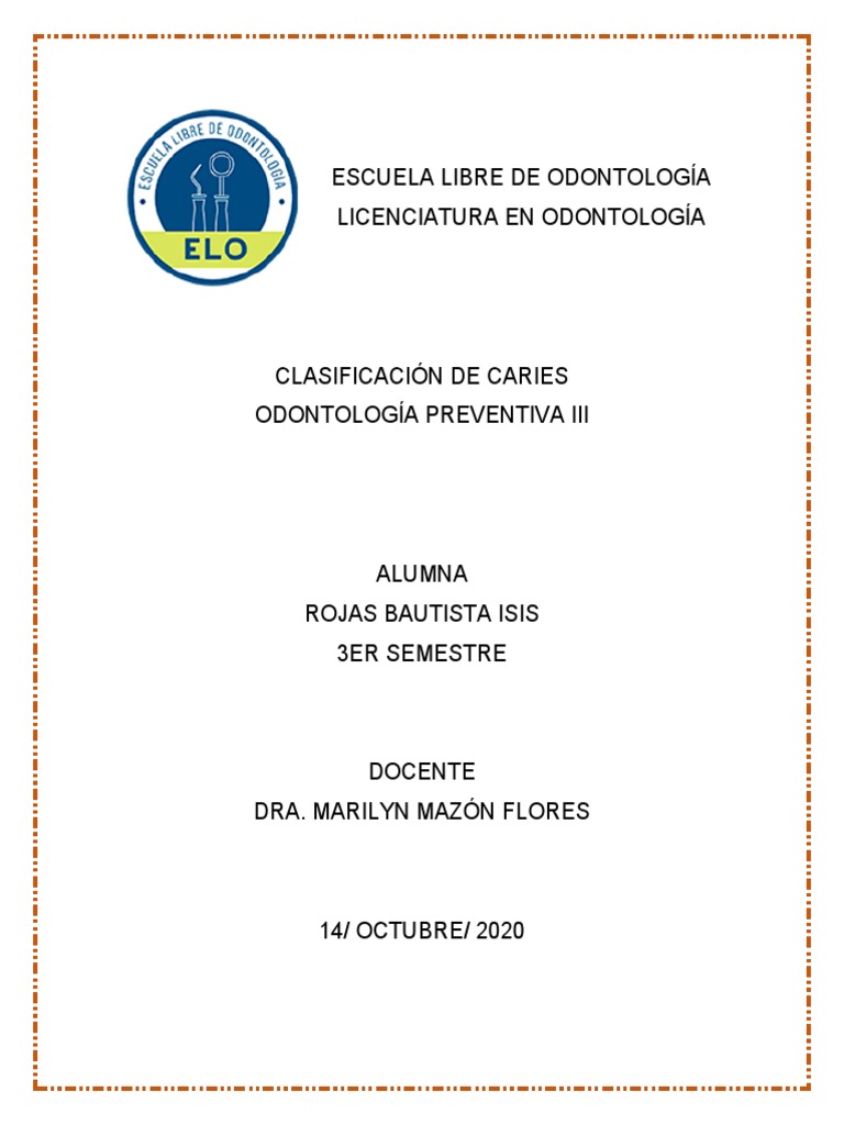 Clasificacion de Caries | PDF | Diente | Anatomia animal