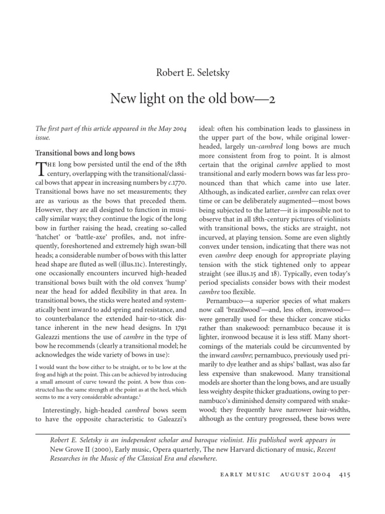 New Light On The Old Bow Seletsky | PDF | Musical Instruments
