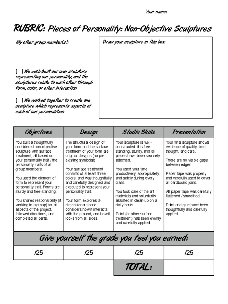 Rubric - Non Objective Sculpture | PDF | Cognition | Sculpture