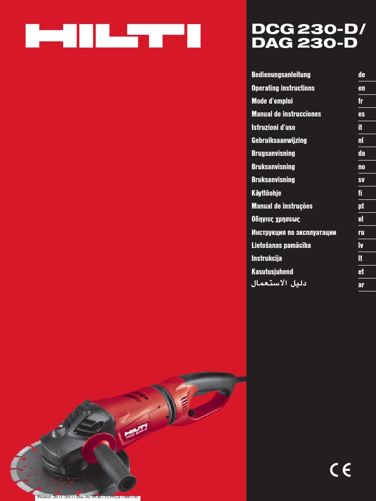Manual Pulidora Hilti DCG - 230-D | PDF | Enchufes y tomas de corriente ...