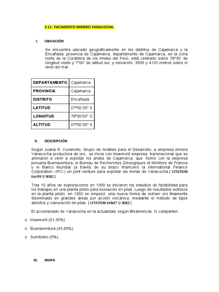 Proyecto Yanacocha | PDF | Minería | Materiales
