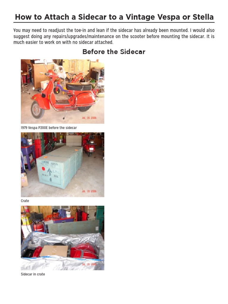 How To Attach A Sidecar To A Vintage Vespa or Stella | PDF ...