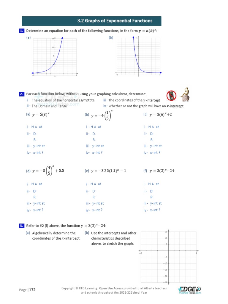 3.2 Graphs of Exponential Functions | PDF | Function (Mathematics ...