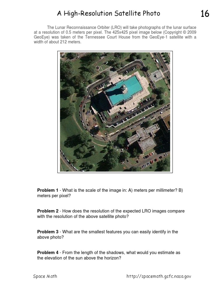 A High-Resolution Satellite Photo: Meters Per Pixel? | PDF | Satellite ...