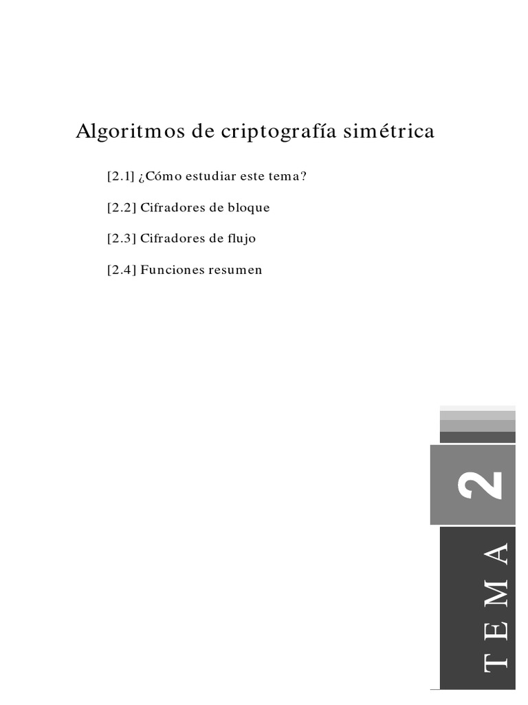 Tema 2 | PDF | Clave (criptografía) | Criptografía