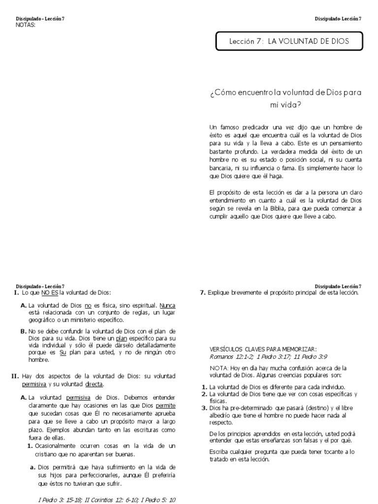 Discipulado Lección 7 - La Voluntad de Dios | PDF | Libre albedrío | Pablo el apóstol