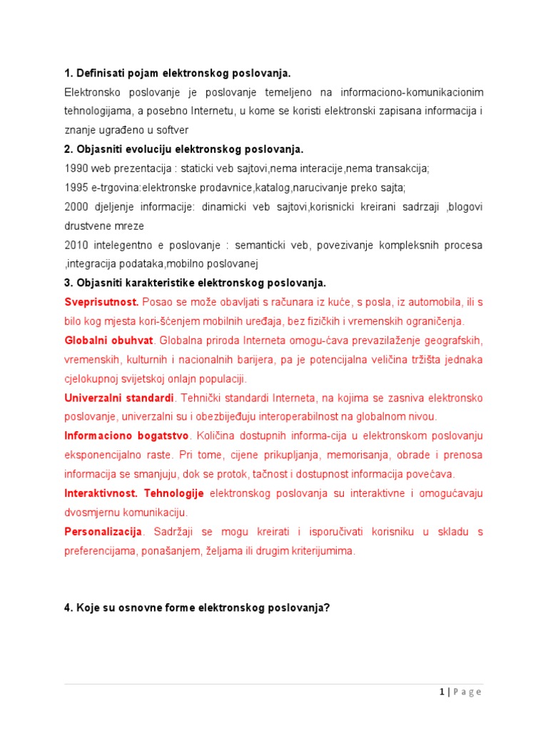 Test 1 Pitanja | PDF