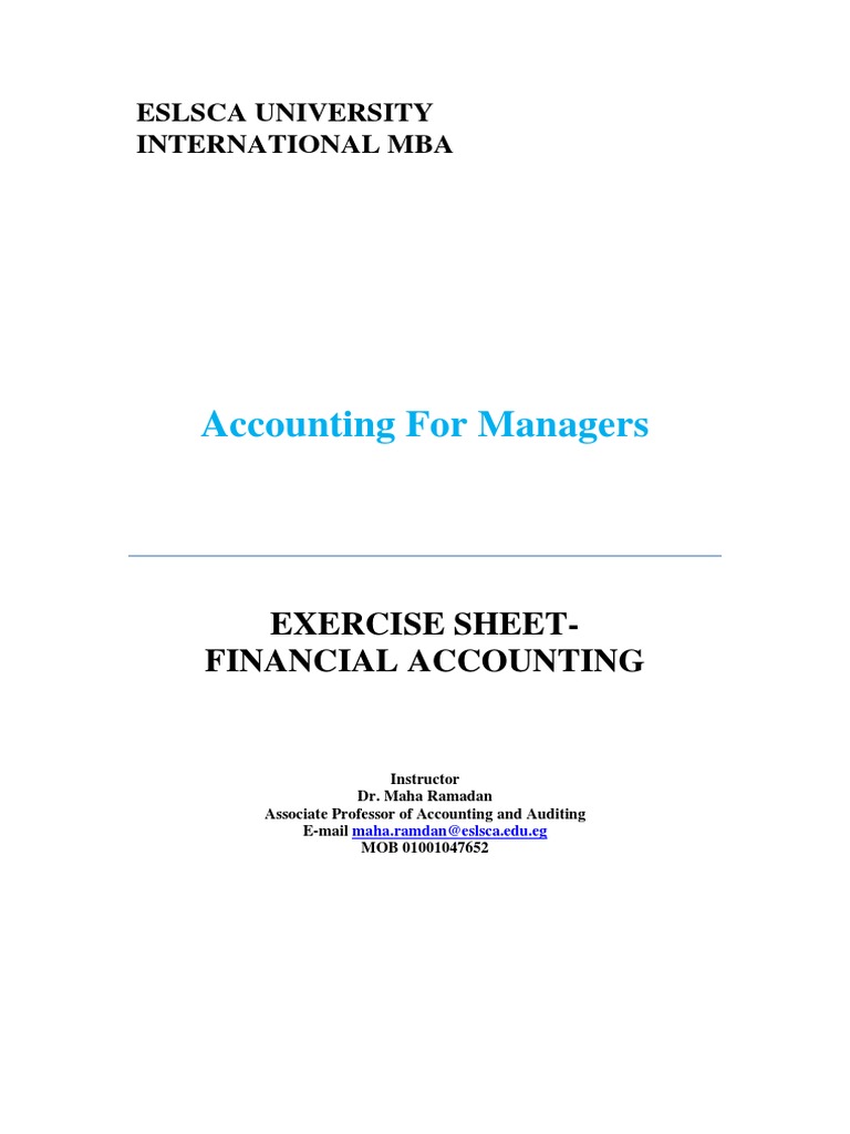 Exercise Sheet For Financial Accounting - Answer IMBA | Download Free ...