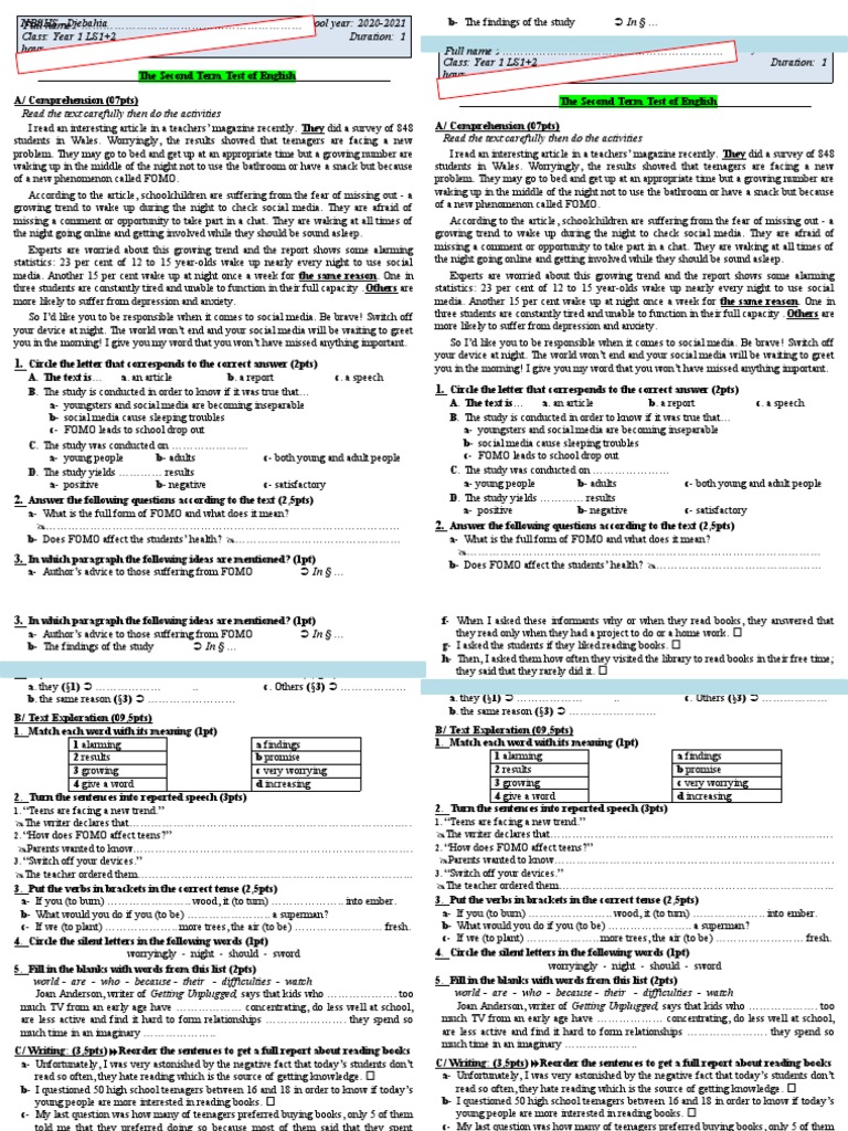 1as Second Test | PDF | Communication