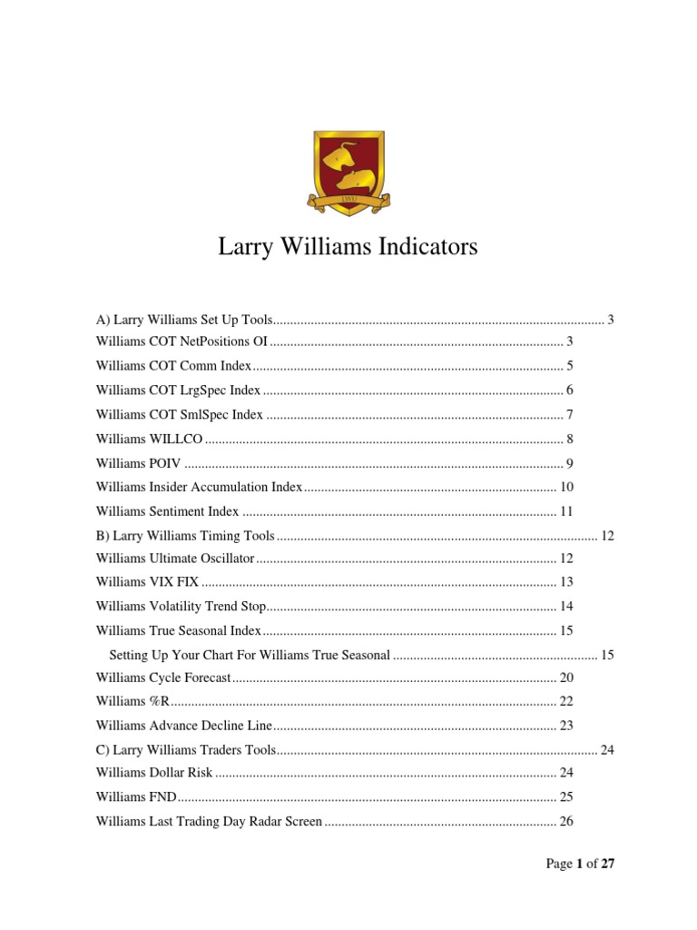 Larry Williams Indicators | PDF | Vix | Futures Contract Larry Williams Indicators | PDF | Vix | Futures Contract