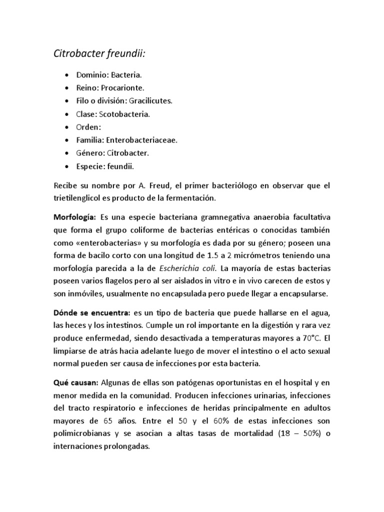 Citrobacter freundii: Características y Aislamiento | PDF | Las ...