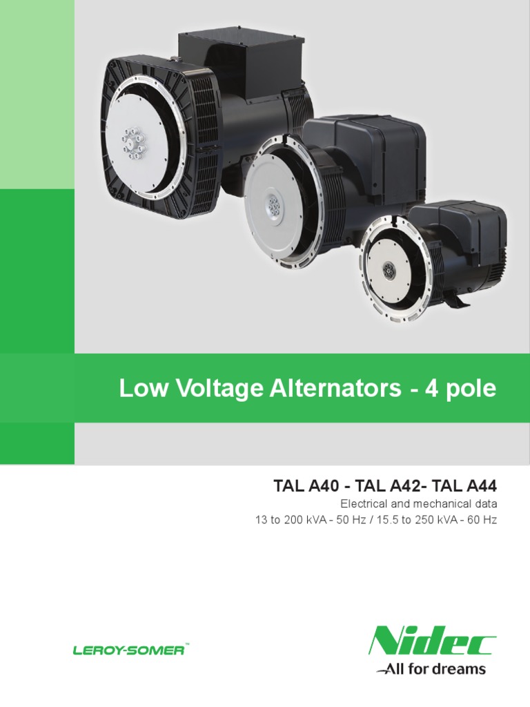 Low Voltage Alternators - 4 Pole: Tal A40 - Tal A42-Tal A44 | PDF | Mains Electricity | Electric ...