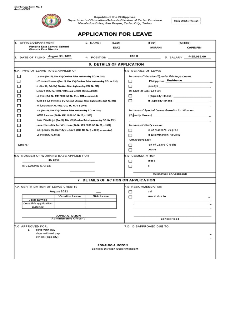 Leave Application Form Guidelines | PDF | Surgery | Identity Document