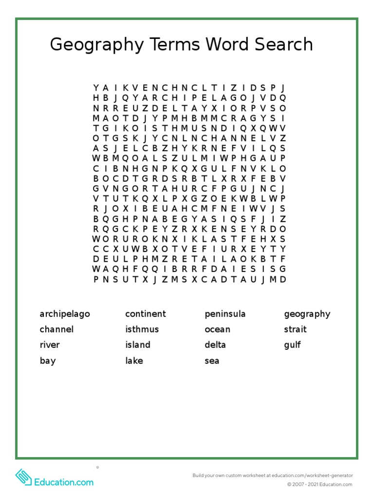 Geography Word Search | PDF