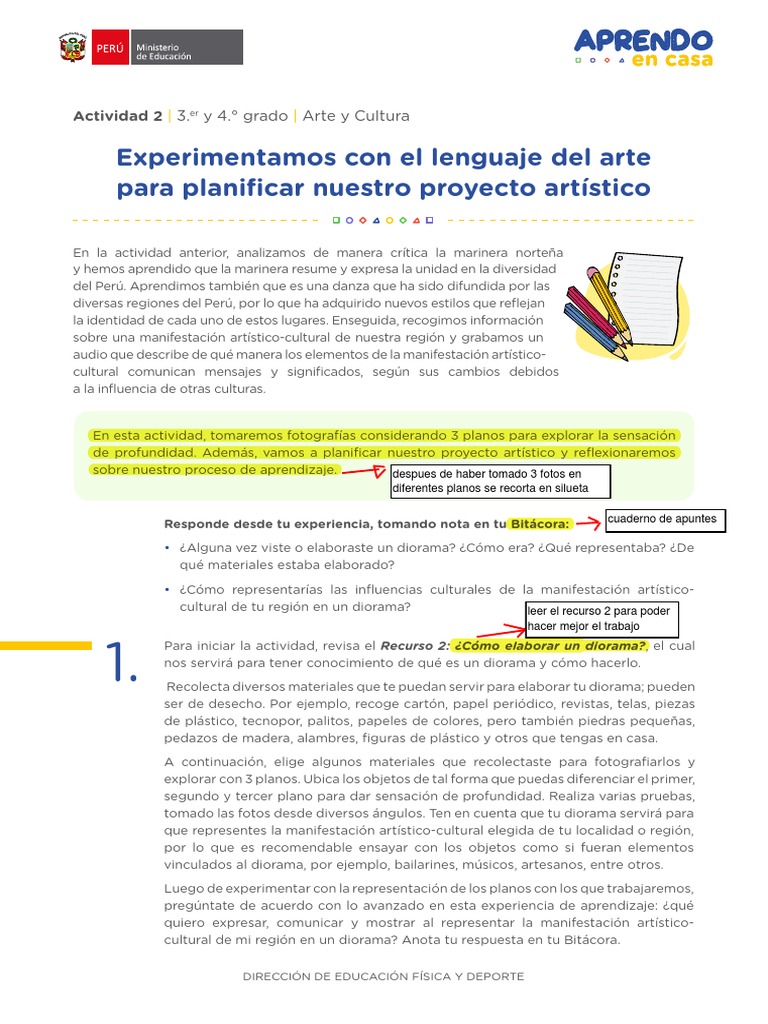 Act 2 - Experimentamos Con El Lenguaje Del Arte para Planificar Nuestro ...