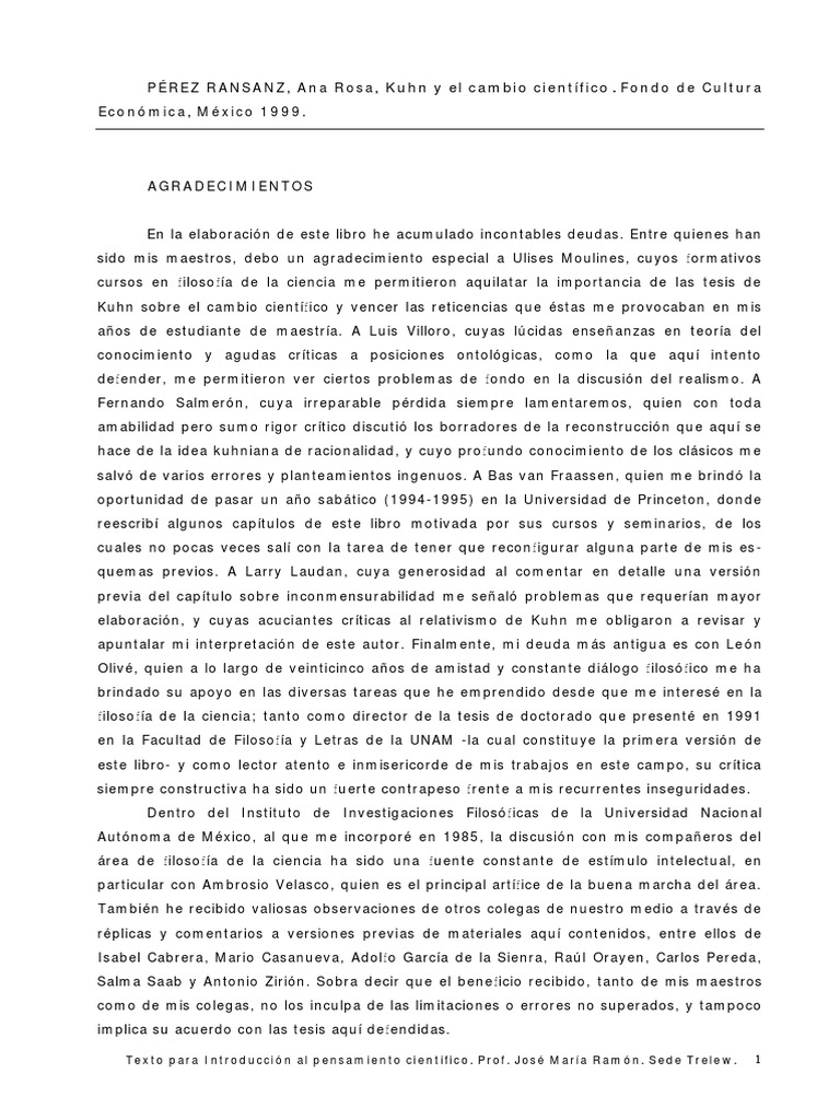 26 - Pérez Ransanz, Ana Rosa, Kuhn y El Cambio Científico, FCE, México ...