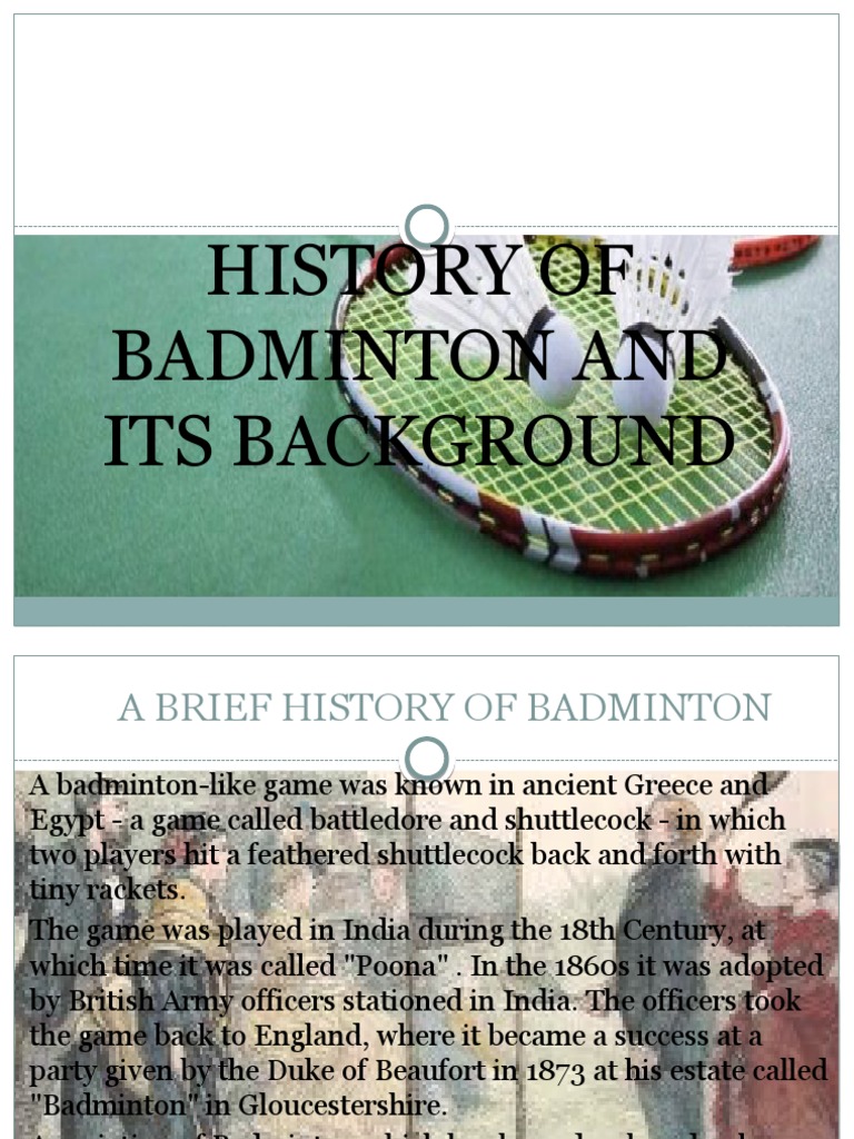 Badminton's History | PDF | Games Of Physical Skill | Sports