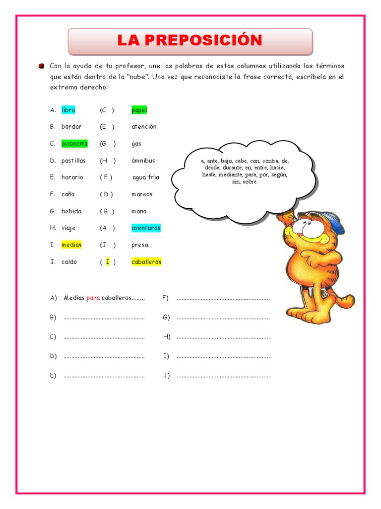 PRÁCTICA DIRIGIDA - Las Preposiciones | PDF