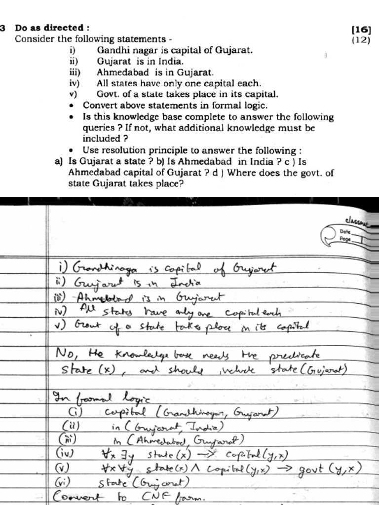 Predicate Logic And Resolution Numerical Pdf