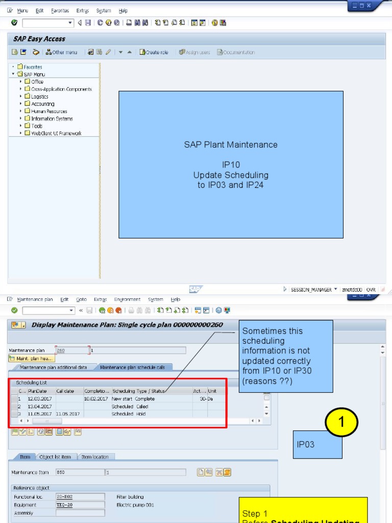 SAP Plant Maintenance IP10 Update Scheduling To IP03 and IP24 | PDF