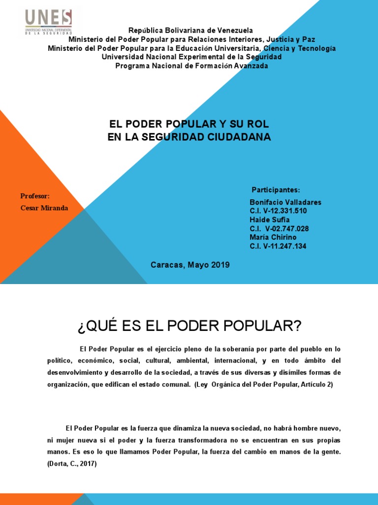 Poder Popular y Seguridad Ciudadana en Venezuela | PDF | Policía ...
