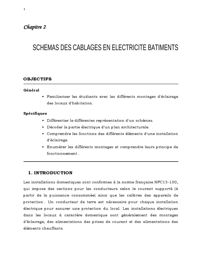 Chapitre 2 Schemas Des Differents Cablages | PDF | Interrupteur | Énergie électrique
