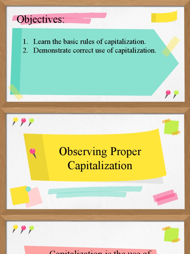 Objectives:: 1. Learn The Basic Rules of Capitalization. 2. Demonstrate ...