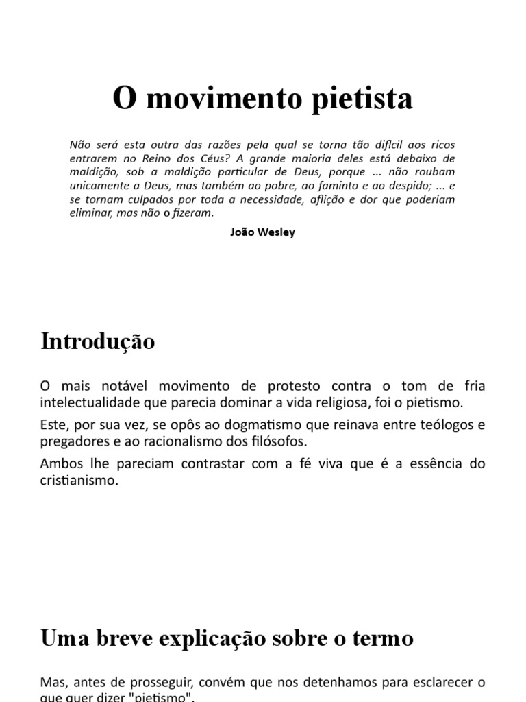 Os Movimentos Pietistas - Pietismo e Moraviano | PDF | Luteranismo ...