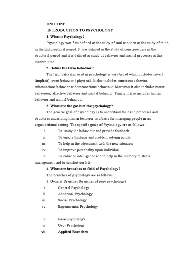 Psychology Unit 1 2 3 4 | PDF | Senses | Psychology