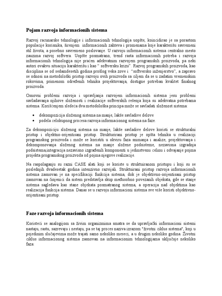 Razvoj Informacionih Sistema | PDF