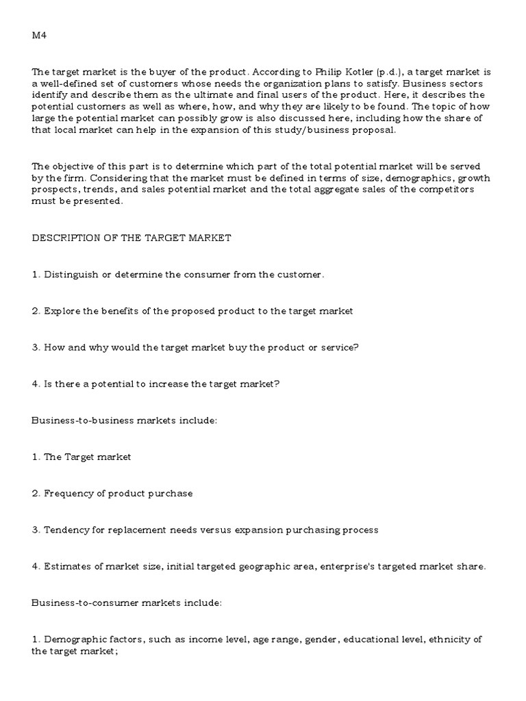 Determining the Target Market and Analyzing Market Needs for a New ...