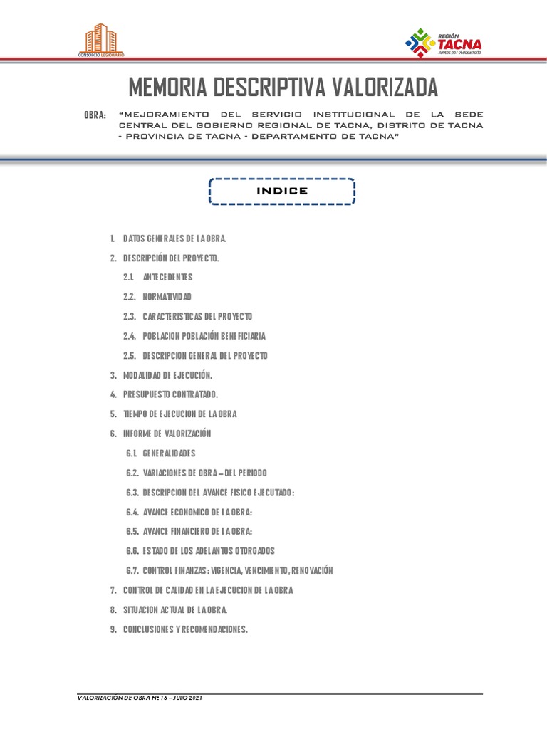 1.1 Memoria Descriptiva Valorizada - Jul21 | PDF | Hormigón | Presupuesto