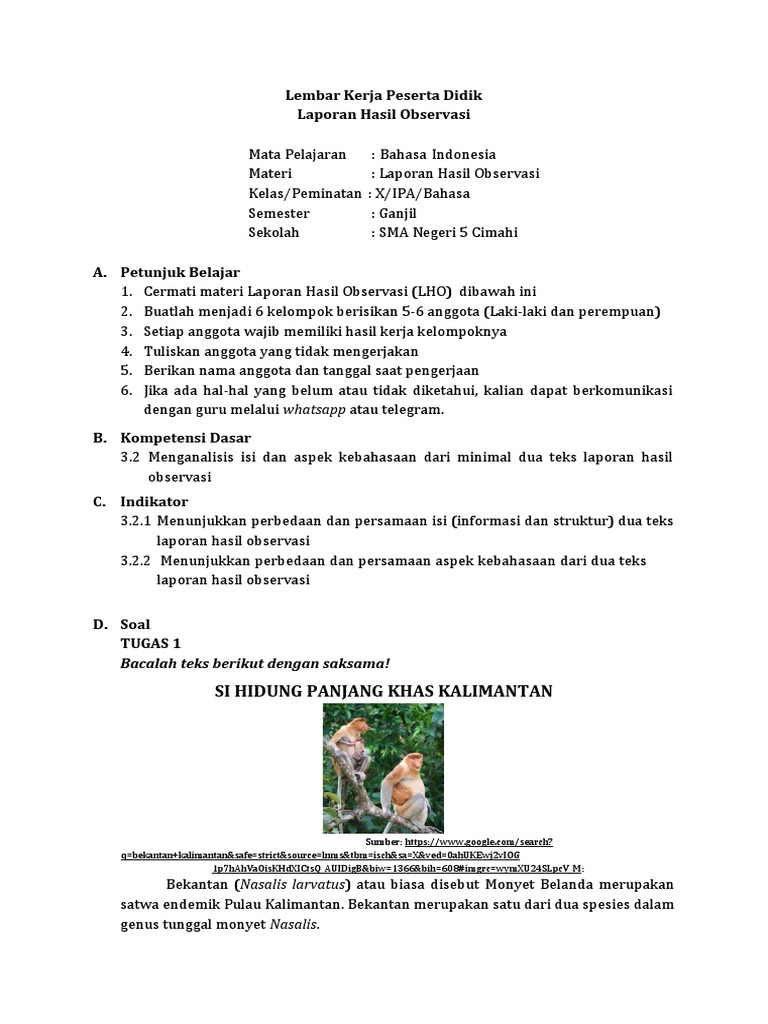 Lkpd Laporan Hasil Observasi Struktur Dan Kebahasaan Pdf