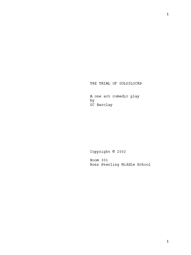 The Trial of Goldilocks by DC Barclay | PDF | Goldilocks And The Three ...