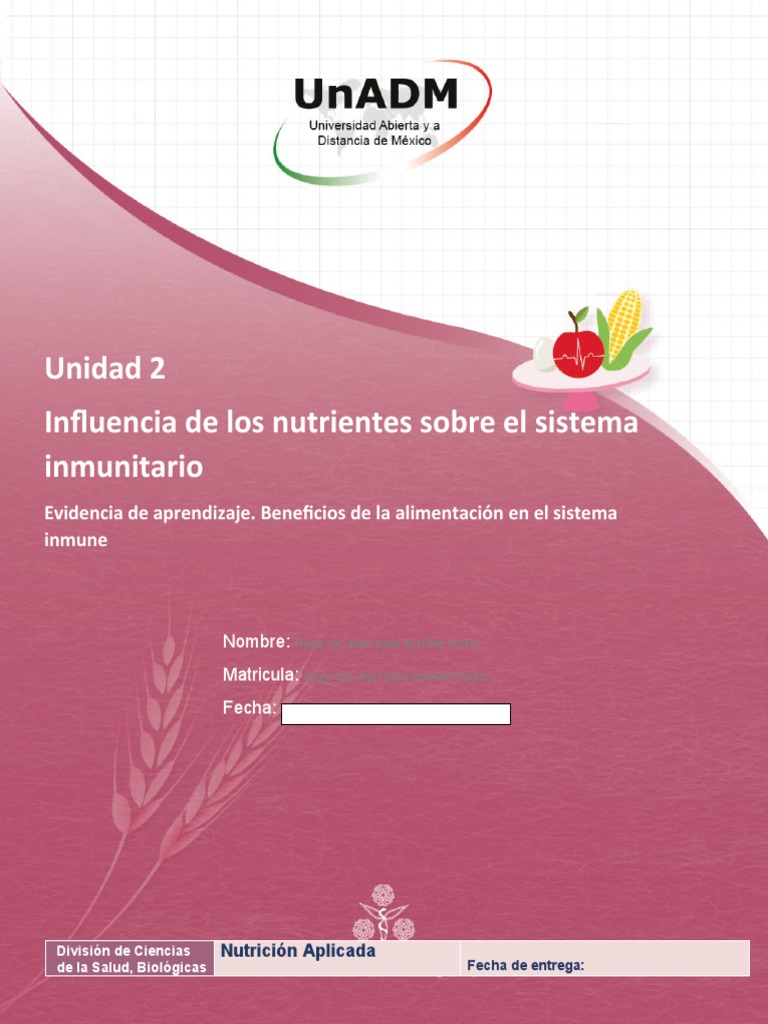 NNIN - U2 - EA - XXYZ.v2 | PDF | Alimentos | Sistema inmune