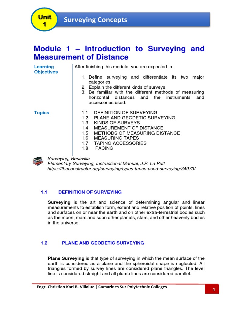 Module 1 Surveying Concepts | PDF | Surveying | Map