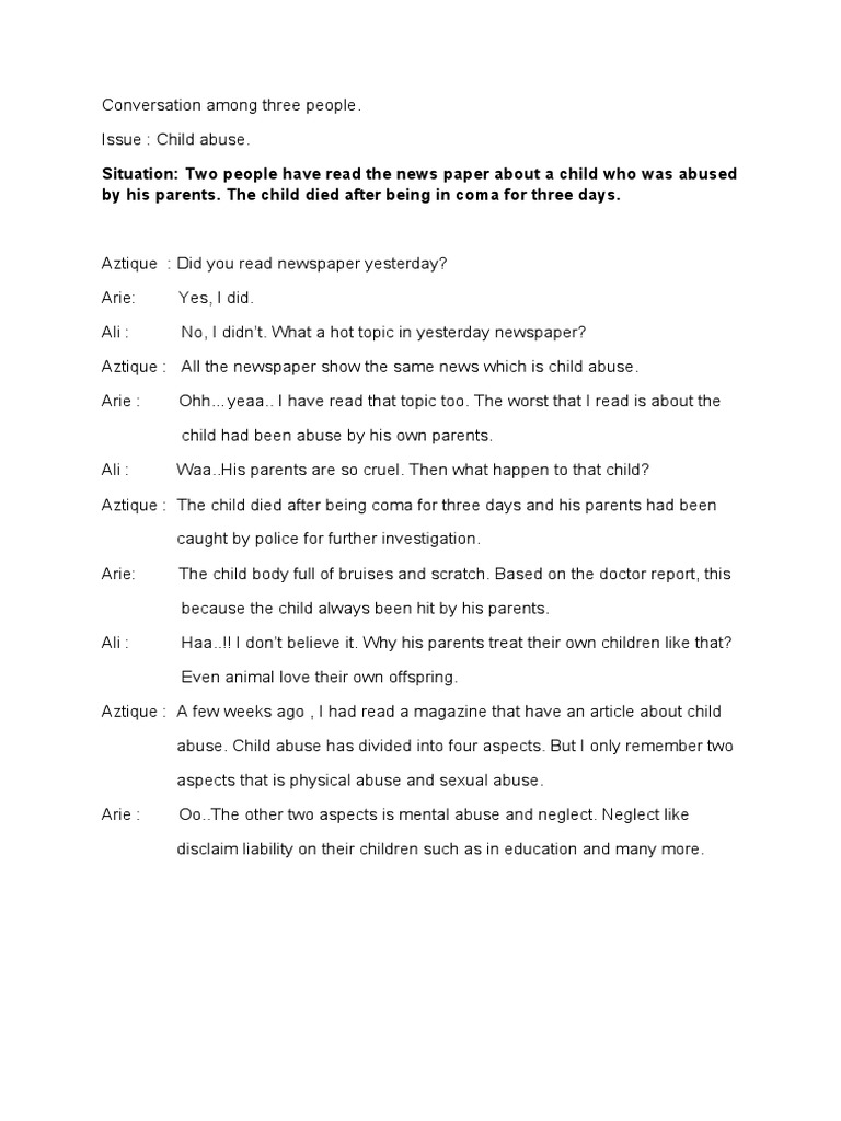 Conversation Among Three People | PDF | Wellness