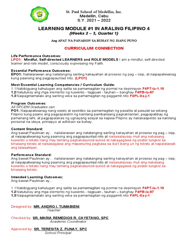Fil 4 Weeks 2-3 Q1 | PDF