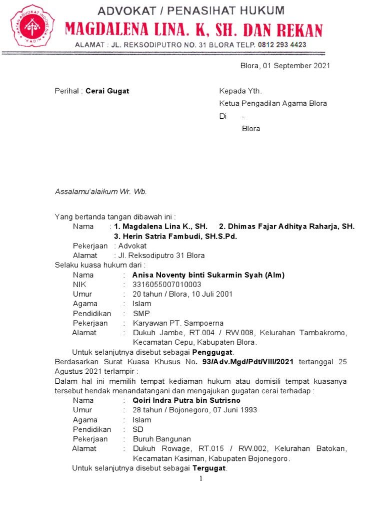 Cerai Gugat Anisa Noventy | PDF | Hukum