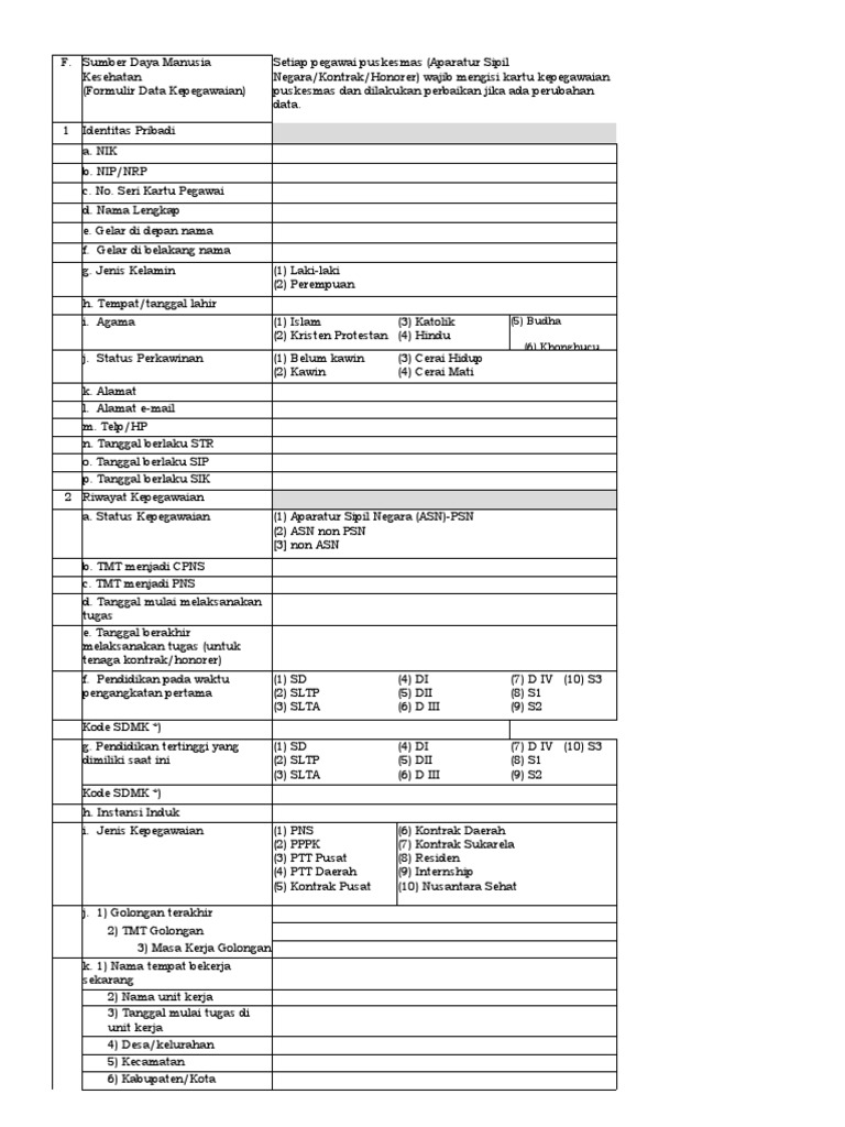 Formulir Data Pegawai | PDF