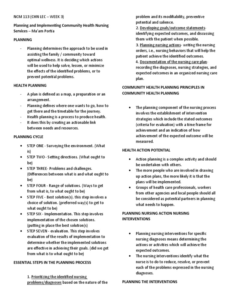 NCM 113 - CHN Lec Week 3 | PDF | Nursing | Health Sciences