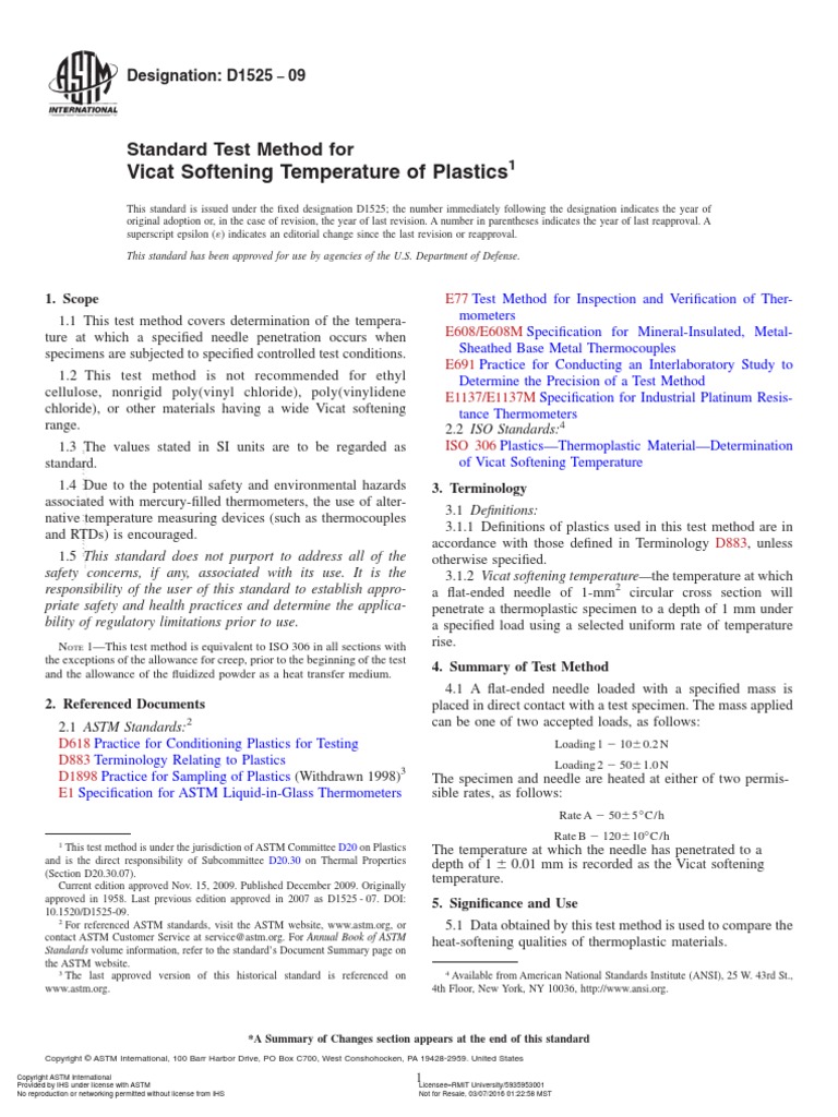 Astm D 1525-09 | PDF | Thermometer | Temperature