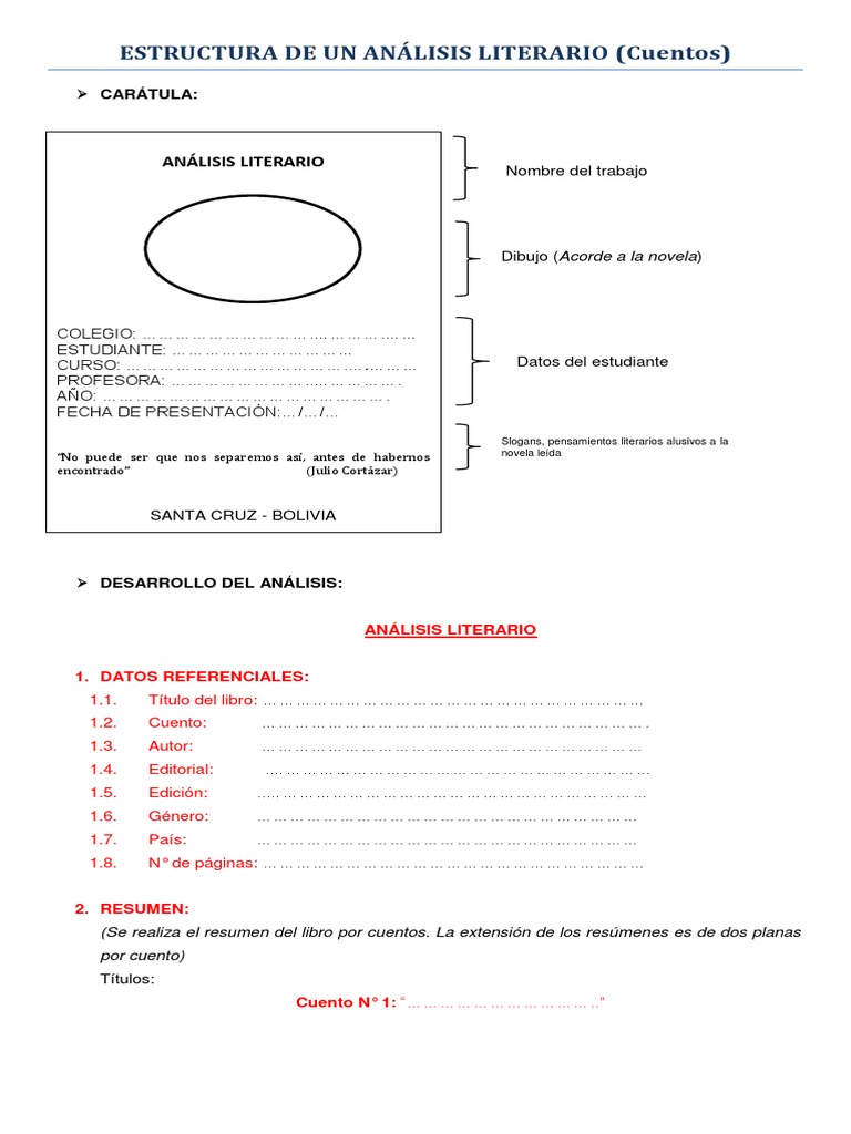 ESTRUCTURA DE UN ANALISIS LITERARIO Cuentos | PDF